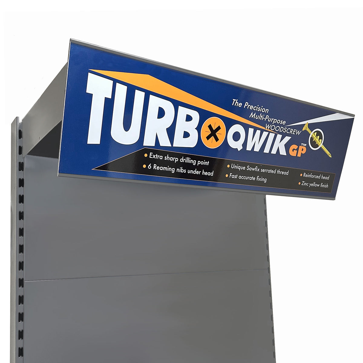 Angled Graphic Header Frame - 1.0m - Silver Grey — KAS Shopfittings