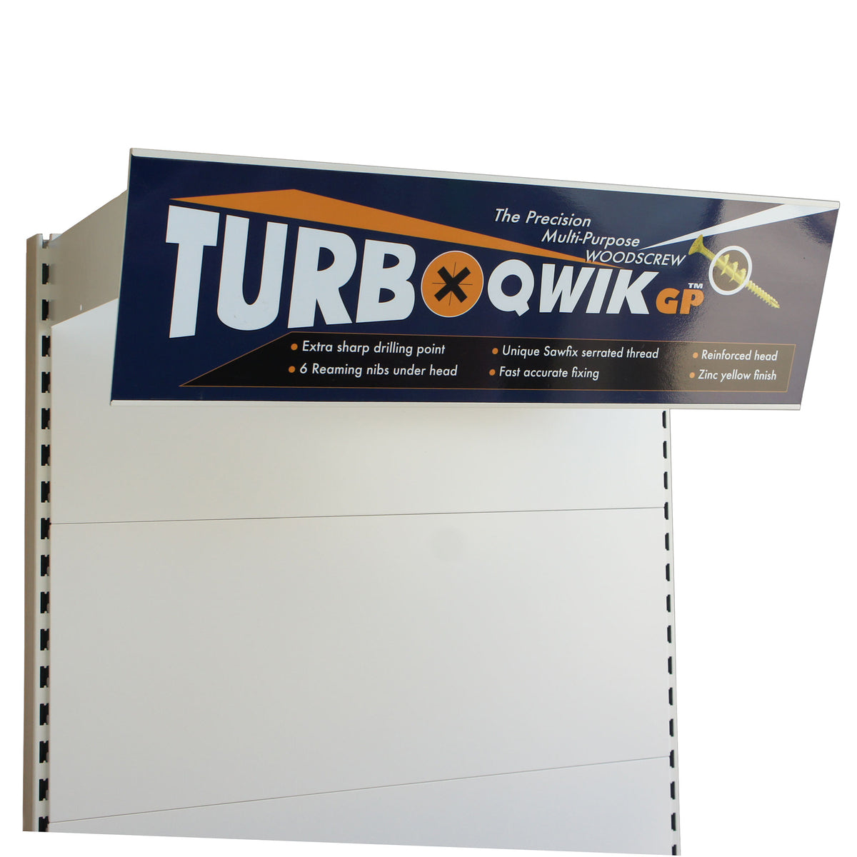 Angled Graphic Header Frame - 1.25m - Jura White — KAS Shopfittings