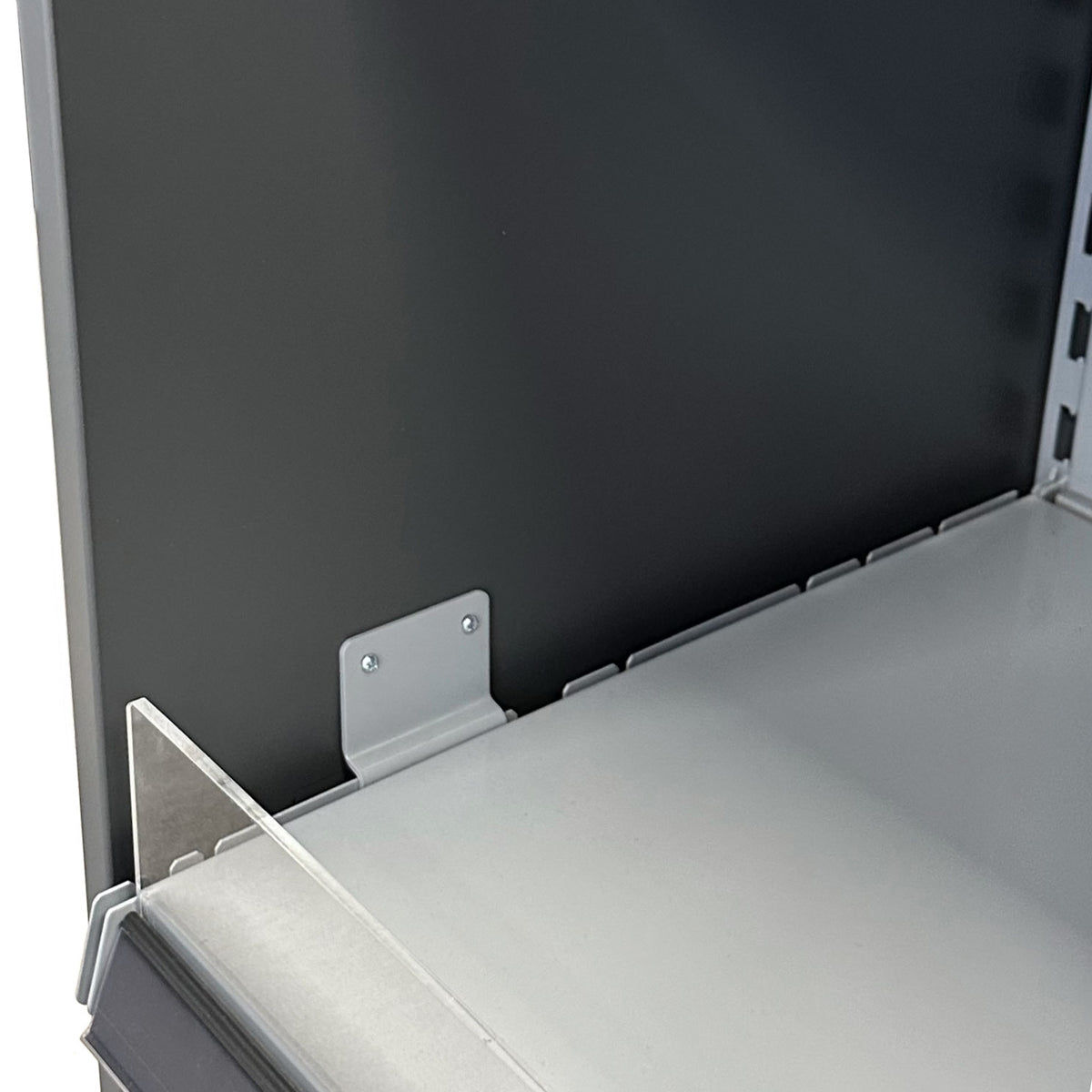 Universal End Panel Fixing Bracket - Silver Grey — KAS Shopfittings