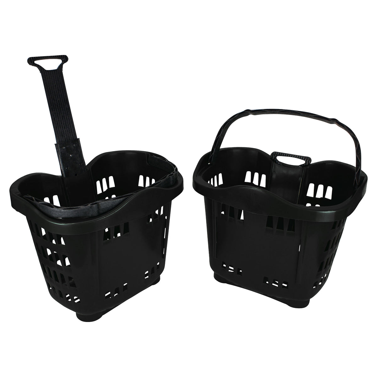 Wheeled Shopping Basket, 43 litre, Pull or Carry - Black — KAS Shopfittings