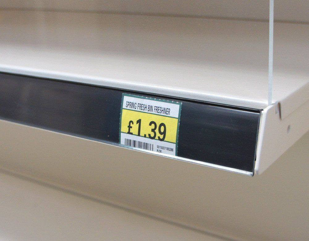 Clip-On Price Strips for K50 Shelves - Black -125cm — KAS Shopfittings