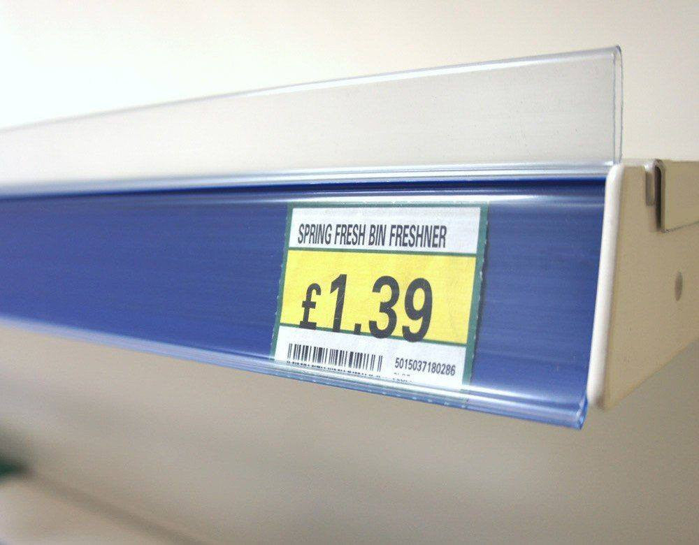 Clip-On Price Strips for K50 Shelves - Blue - 100cm — KAS Shopfittings