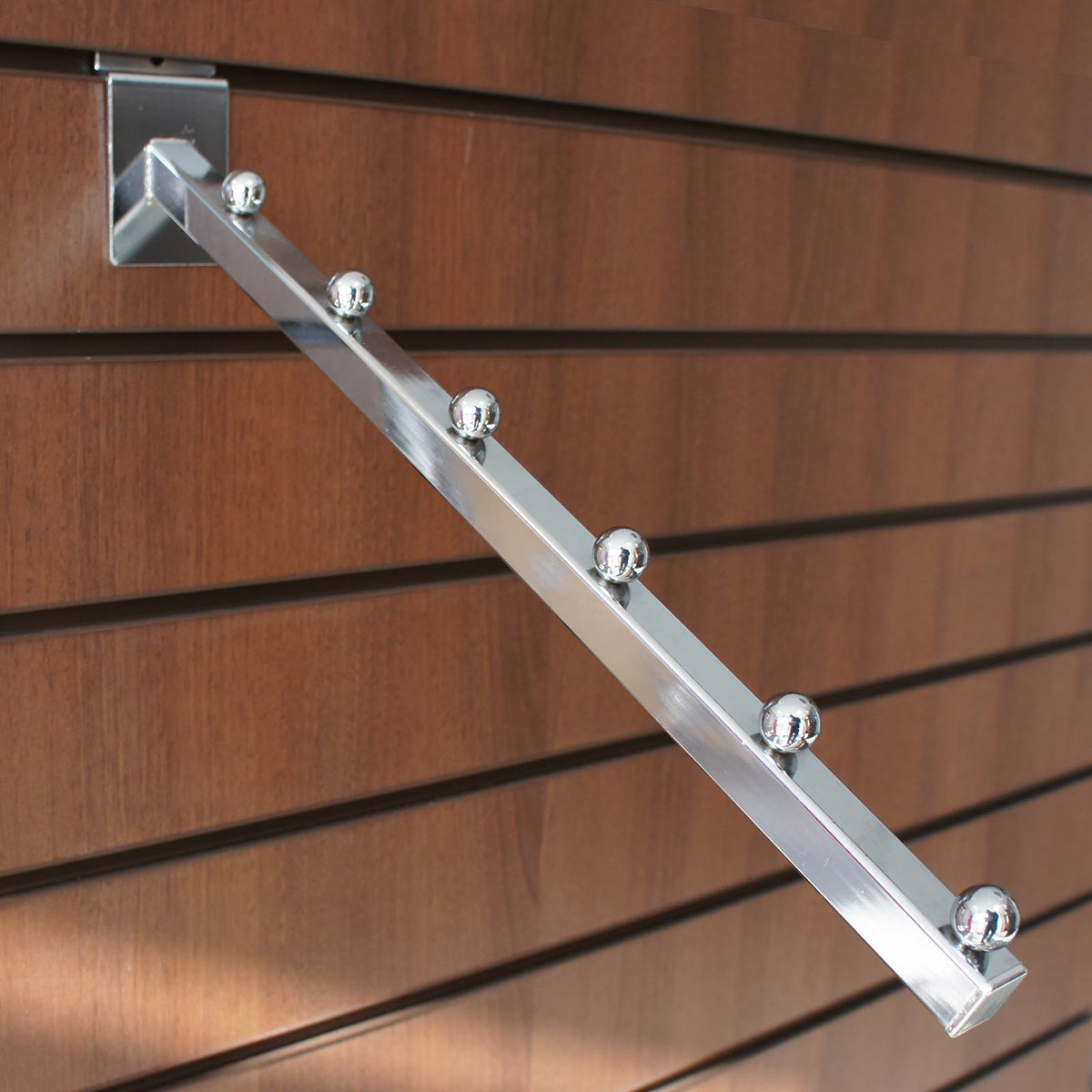 6 Ball Sloping Arm for Slatwall - Chrome — KAS Shopfittings